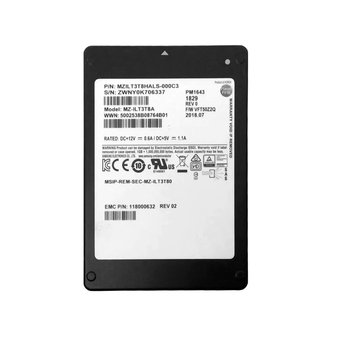 EMC 118000632 3.84 TB PM1643 Solid state drive - 2.5" Internal - SAS ...