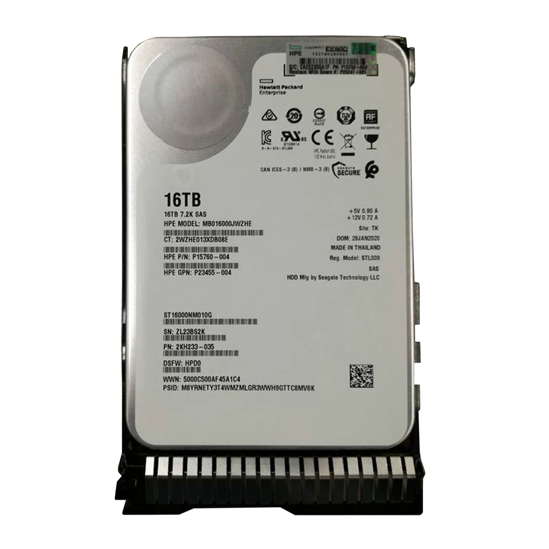 HPE MB016000JWZHE Business Critical Midline Helium Hard Drive 16 TB SAS ...