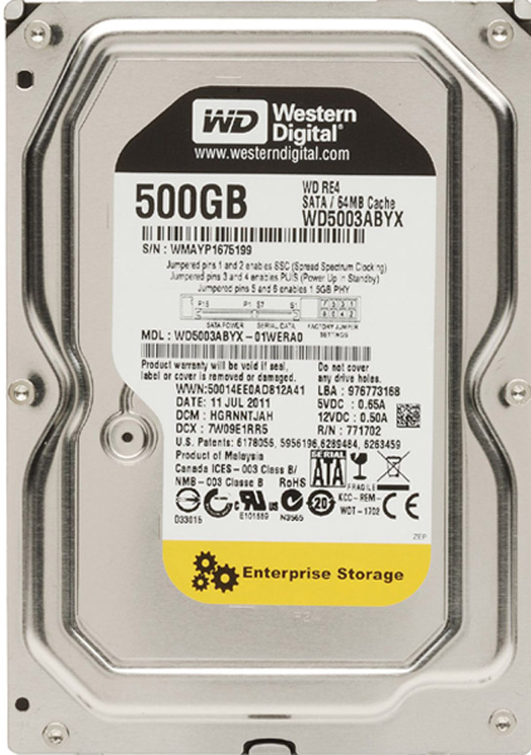 WD RE4 WD5003ABYX 500GB 7200 RPM SATA 3.0Gb/S 3.5" Ref HDD ...