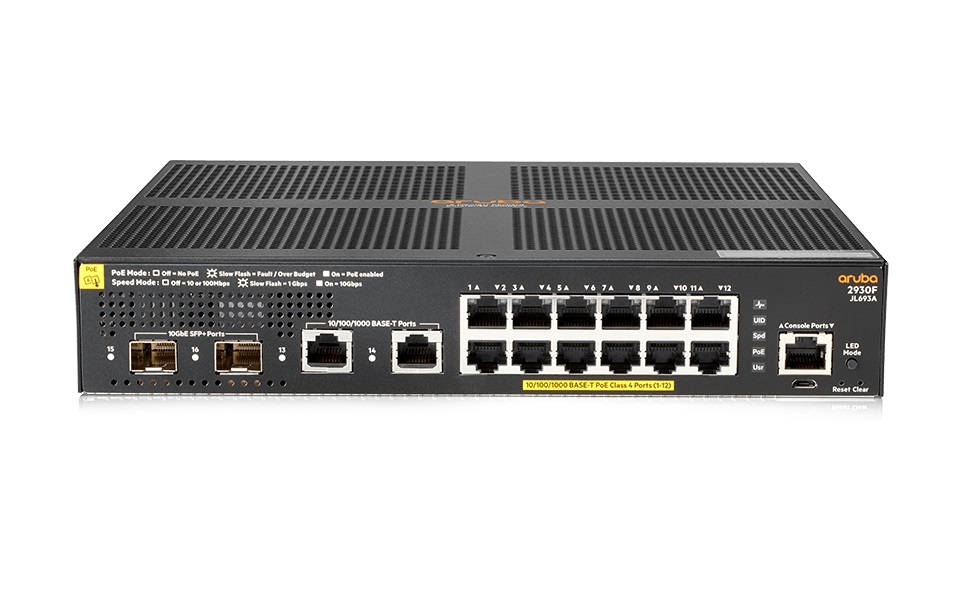 HPE JL693A Aruba 2930F 12G PoE+ 139W 2G/2SFP+ Switch