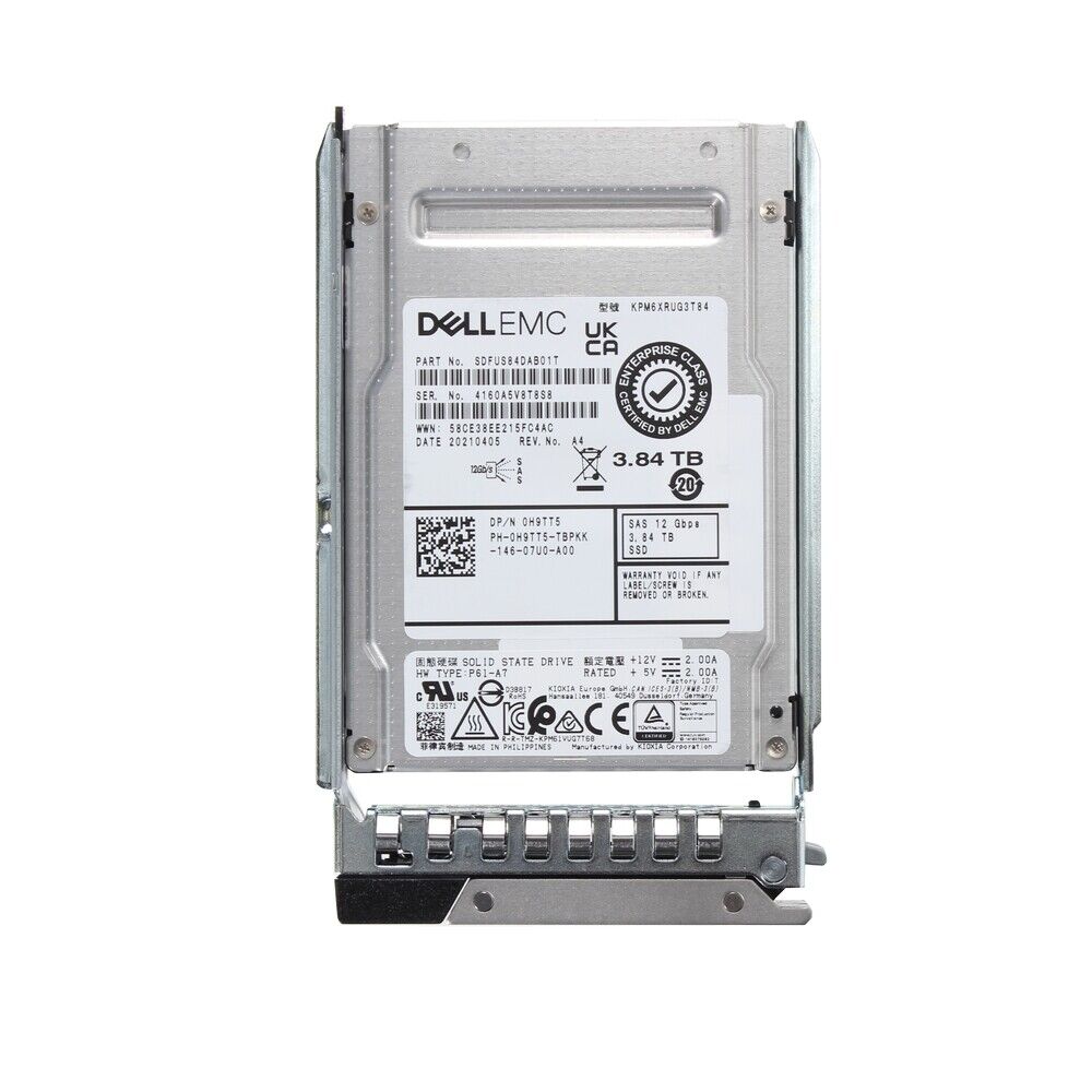 Dell H9TT5 3.84tb Read Intensive SAS 12Gbps 2.5in PM6 Series Hot-plug ...