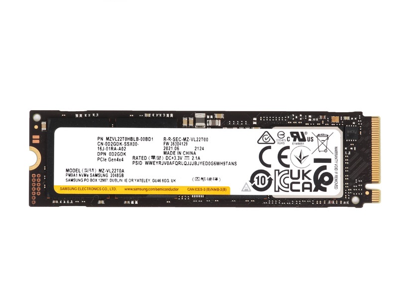 Samsung PM9A1 MZVL22T0HBLB 00BD1 SSD 2 TB PCIe 4 0 X4 NVMe DELL OEM Samsung PM9A1 MZVL22T0HBLB 00BD1 SSD 2 TB PCIe 4 0 X4 NVMe DELL OEM
