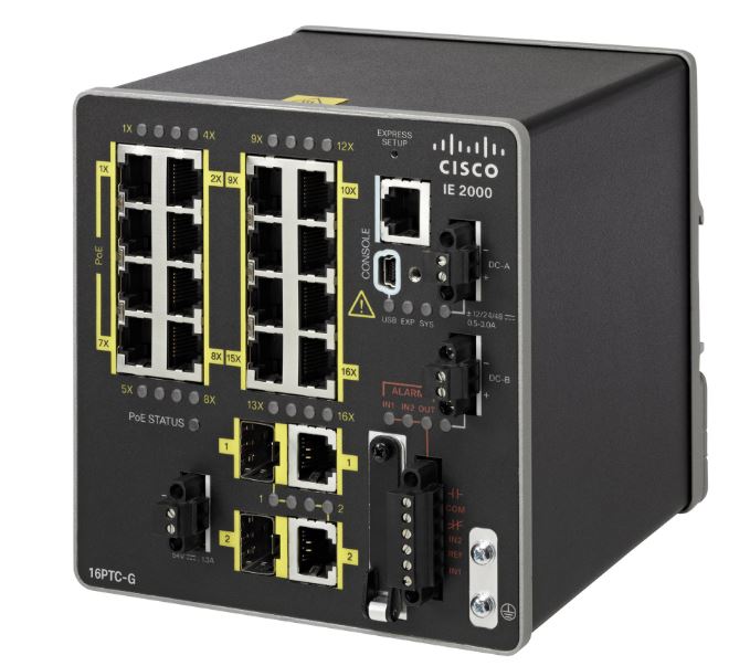 Cisco IE-2000-16PTC-G-L Industrial Ethernet 2000 Switch 16 FE/2 SFP ...