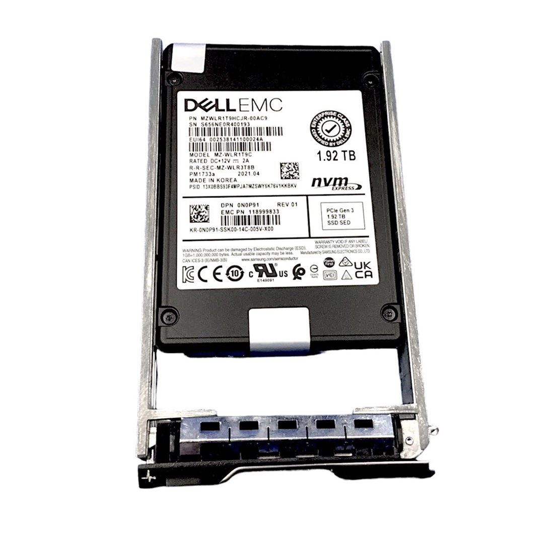 Dell N0P91 1.92TB SED PCIe Gen3 NVMe Read Intensive 2.5Inch SSD