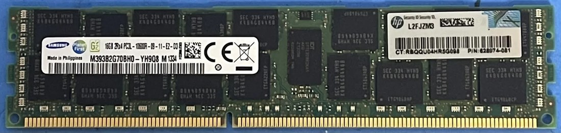 Samsung M393B2G70AH0-YH9 16GB PC3-10600 DDR3-1333MT/s 2RX4 ECC Memory