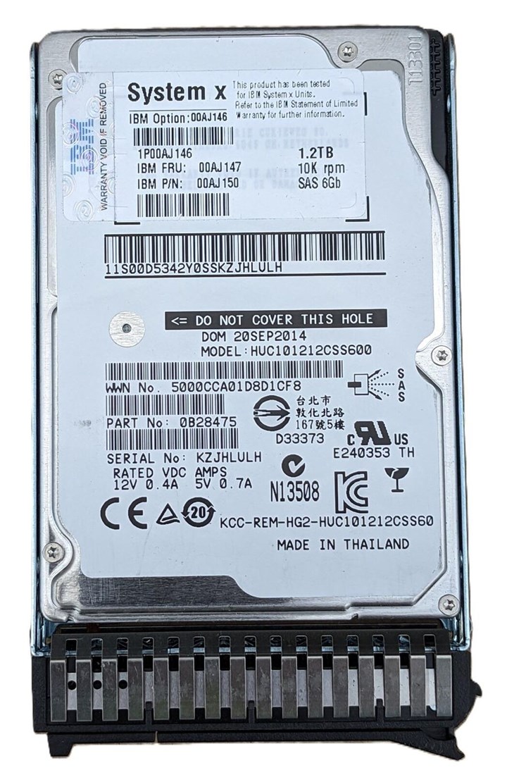 IBM 00AJ147 Hard drive 1.2 TB SAS 6Gb/s New F/s