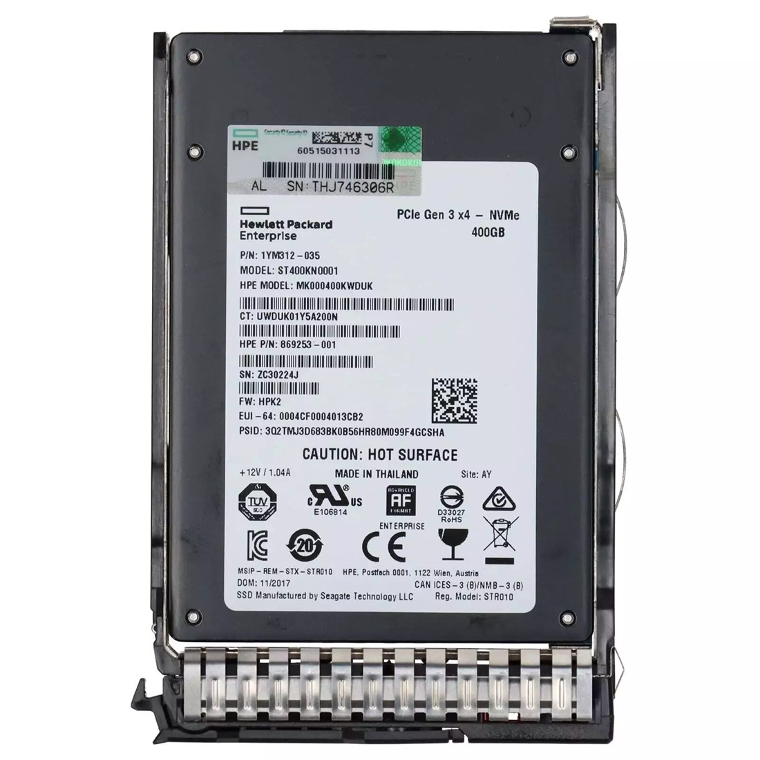 HPE MK000400KWDUK Mixed Use SSD 400 GB PCIe 3.0 x4 (NVMe) Refurbished