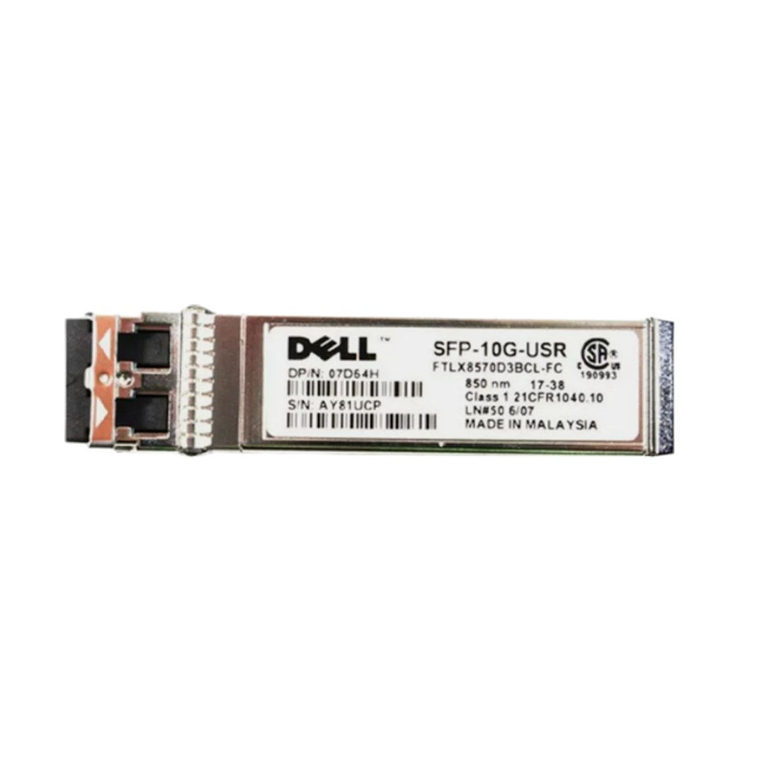 Dell 7D64H Networking Transceiver SFP+ 10GbE SR 850nm Wavelength 300 ...