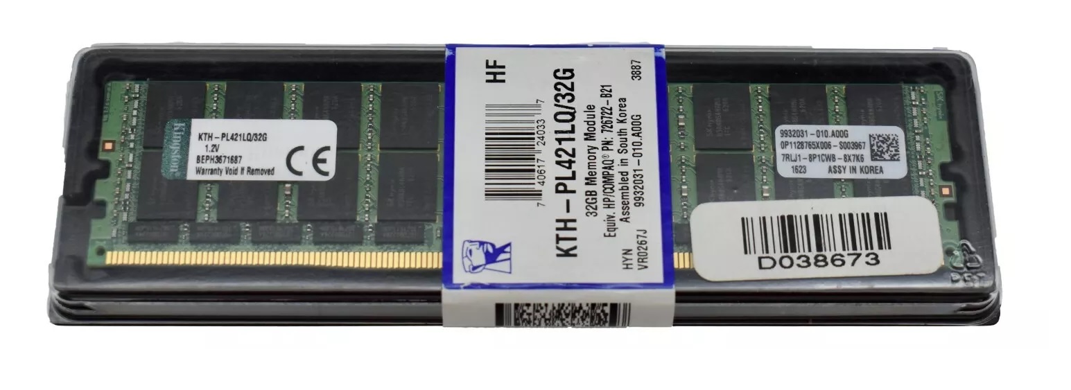 Kingston KTH-PL421LQ/32G 32GB PC4-17000 DDR4-2133MHz 4Rx4 ECC Memory New
