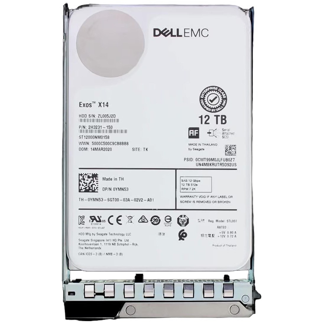 Dell YMN53 12TB 7.2k N-L SAS-12Gbps 512e 256MB 3.5inch Hot Plug Hard ...