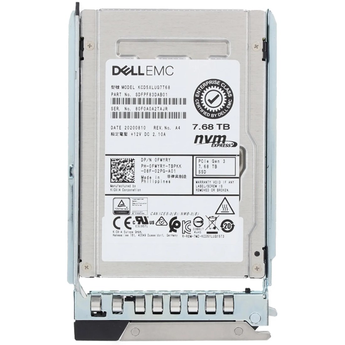 Dell FWYRY 7.68TB U.2 NVMe RI 2.5in SFF Ssd