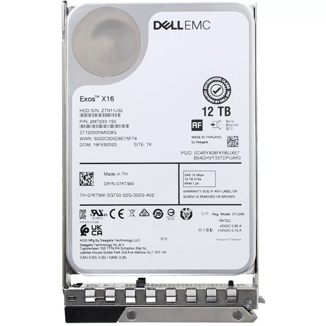 Dell EMC 7KT9W 12TB SAS-12Gbps 7.2K 512e 3.5inch Hot Plug Hard Drive ...