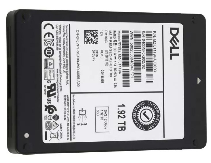 Samsung MZ-ILT1T9A 1.92TB PM1643 SAS 12Gbs 2.5inch Internal Ssd