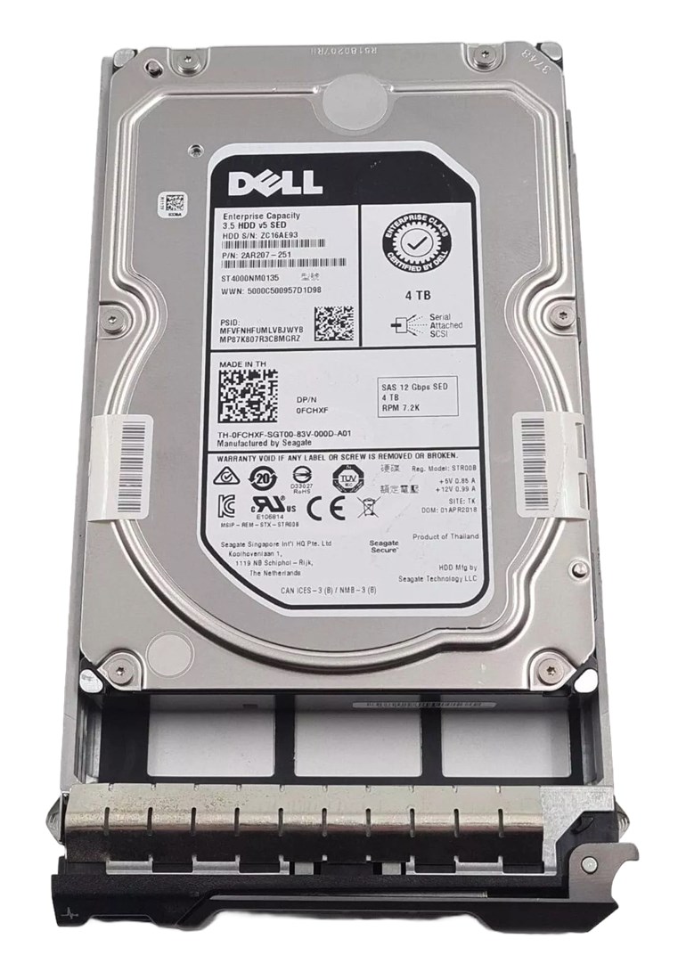 Dell FCHXF SED 4TB 7.2k NL SAS 12Gbps 3.5inch Hot Plug Refurbished Hard ...
