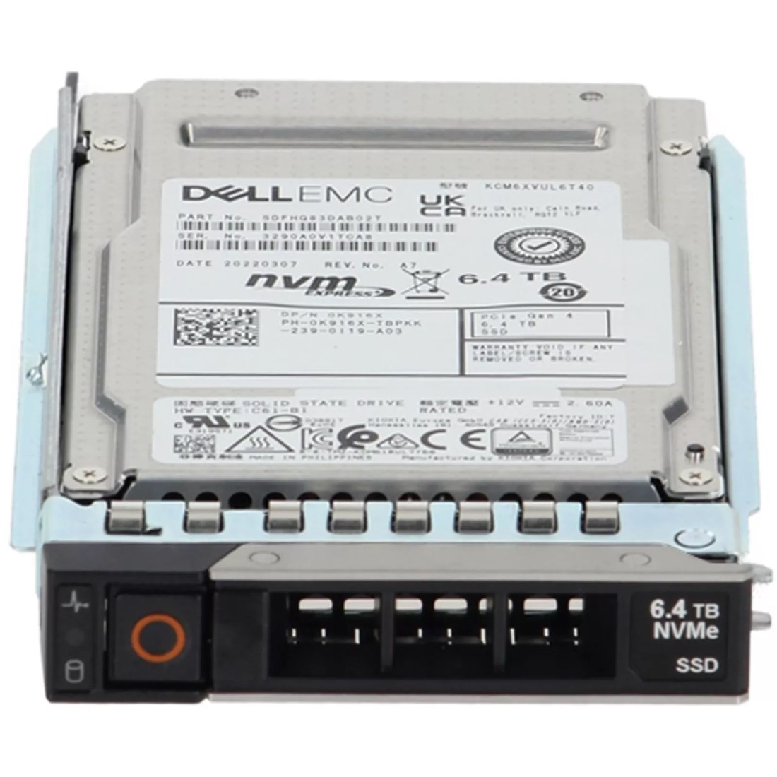 Dell K916X 6.4TB PCIe® 4.0 NVMe™ 1.4 U.2 Mixed Use TLC SSD