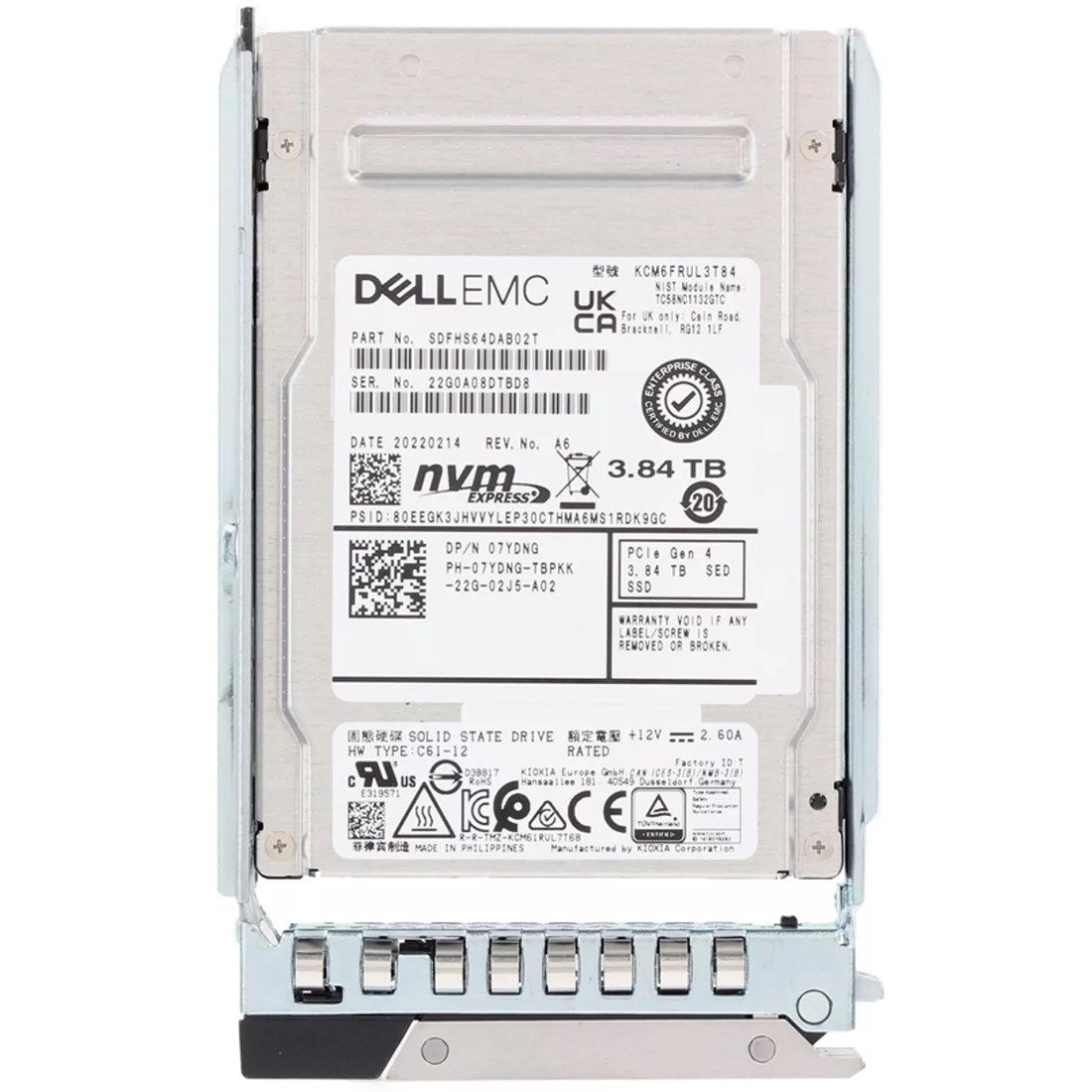 Dell 7YDNG SED FIPS 3.84TB PCIe Gen4 NVMe 2.5-inch U.2 Read Intensive ...