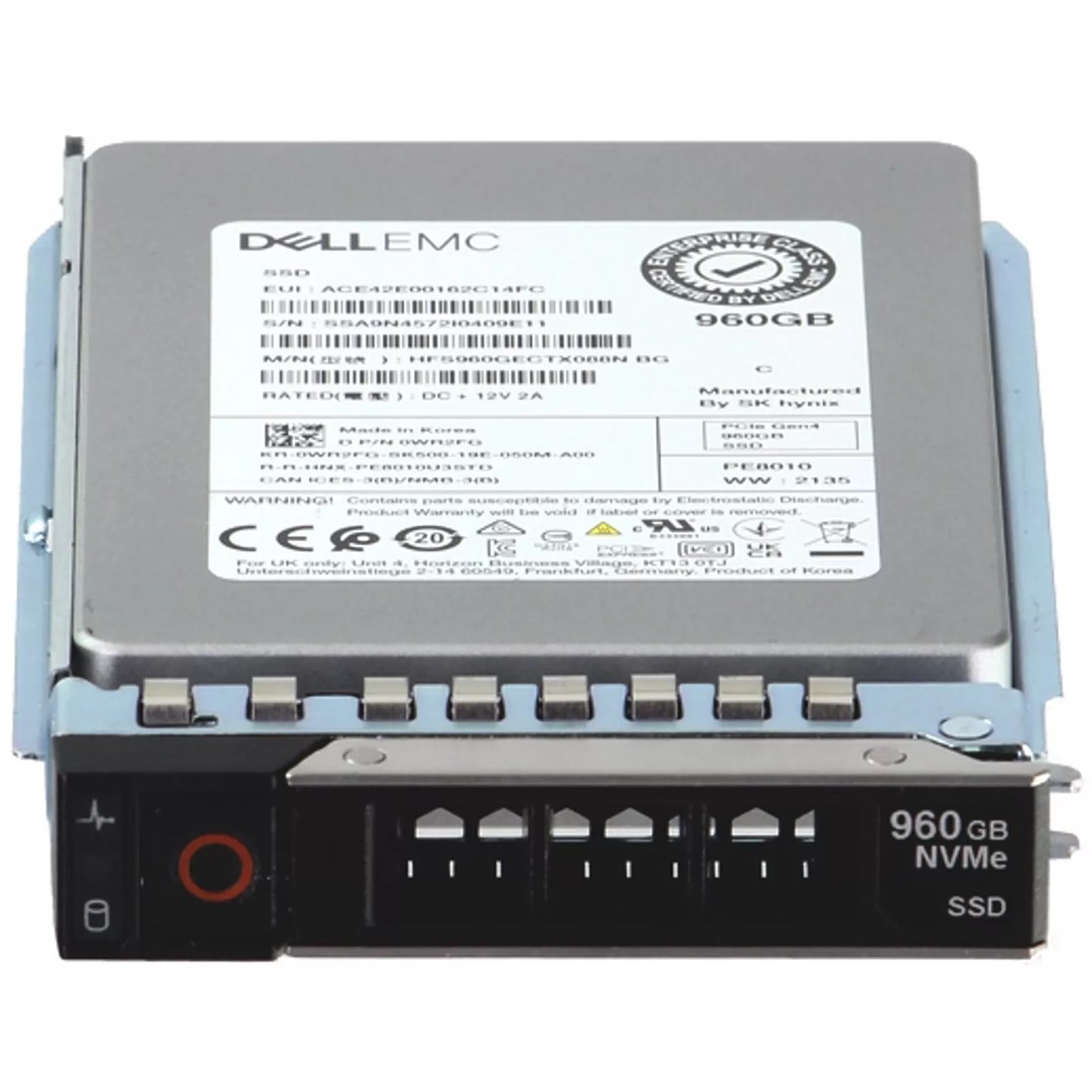 Dell WR2FG 960GB NVMe PCIe Gen 4 2.5inch U.2 Read Intensive Tlc SSD