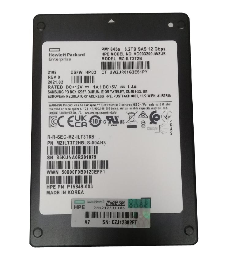 Samsung PM1645A MZILT3T2HBLS-00AH3 Mixed Use SSD 3.2 TB SAS 12Gb/s HPE ...