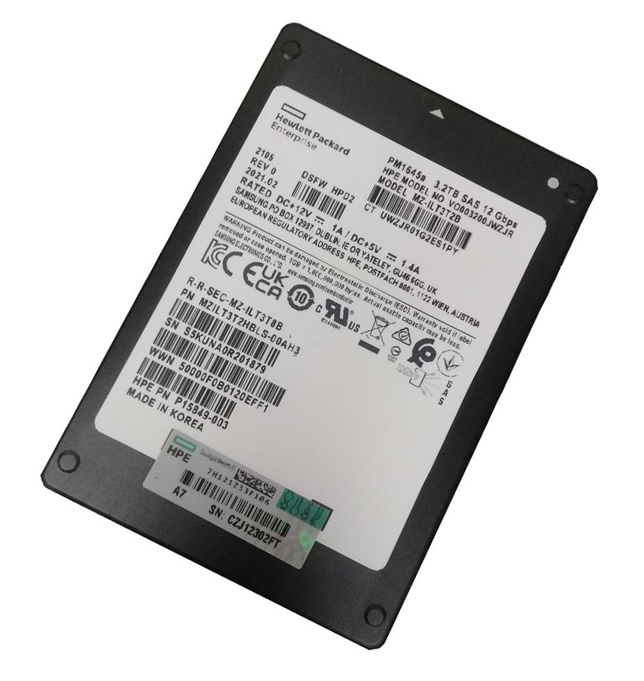 Samsung PM1645A MZILT3T2HBLS-00AH3 Mixed Use SSD 3.2 TB SAS 12Gb/s HPE ...