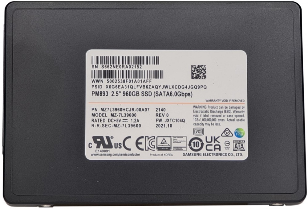 Samsung PM893 MZ7L3960HCJR-00B7C SSD 960 GB SATA 6Gb/s Brand New