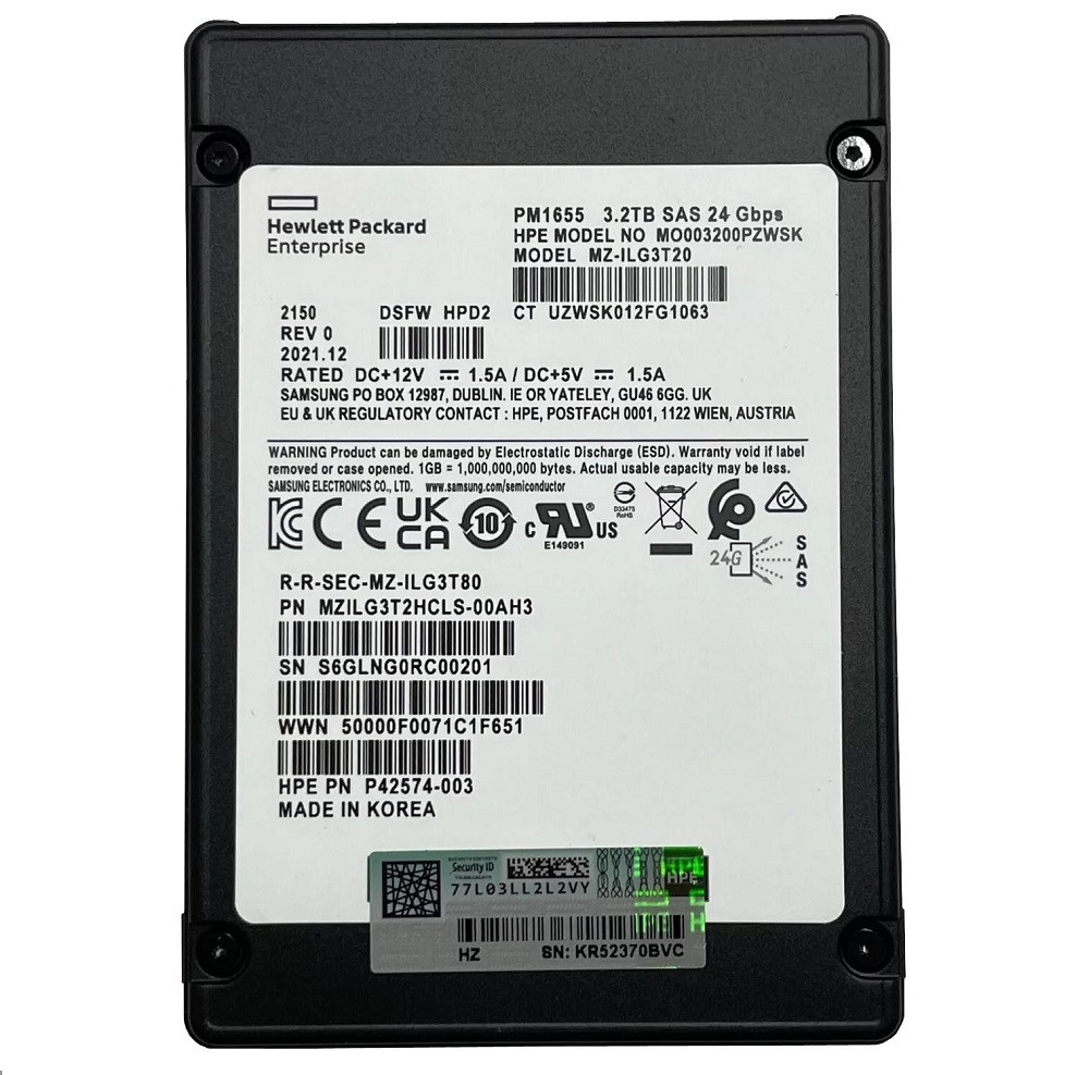 Samsung PM1655 MZILG3T2HCLS-00AH3 Mixed Use SSD 3.2 TB SAS 12Gb/s HPE ...