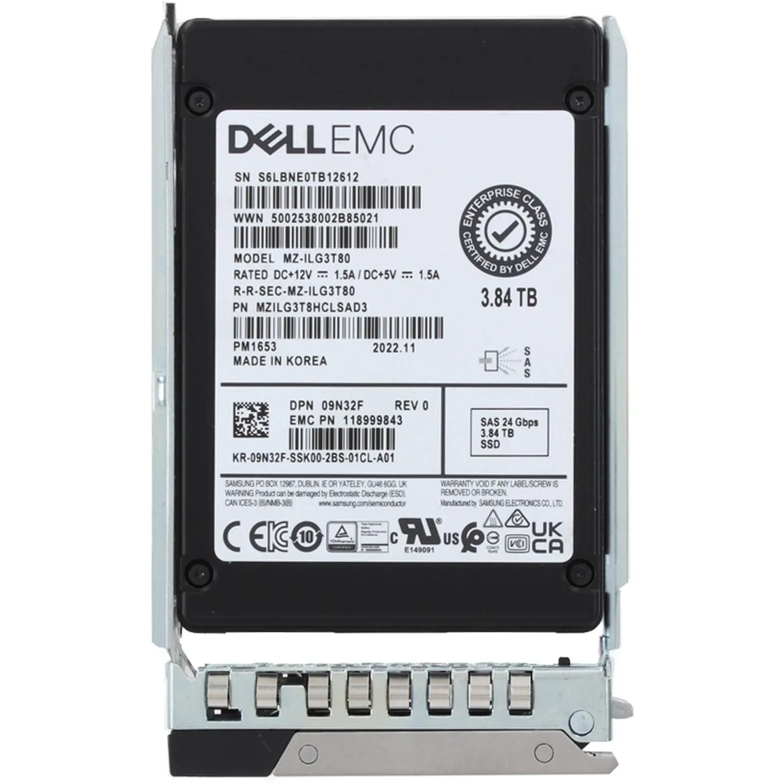 Dell 9N32F 3.84TB SAS-24Gbps ISE Read Intensive 512e 2.5 Inch 1 DWPD SSD