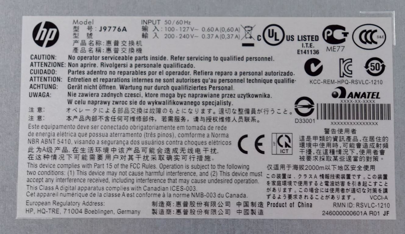 HPE J9776A Aruba 2530-24G Managed Switch 24 Port Gigabit + 4PT GE SFP Ref