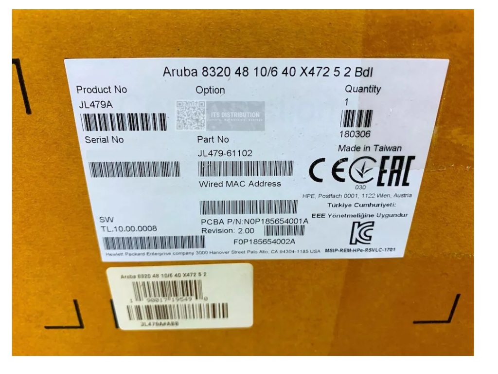 HPE JL479-61101 Aruba 8320 48P 10G SFP/SFP+ and 6P 40G QSFP+ Switch