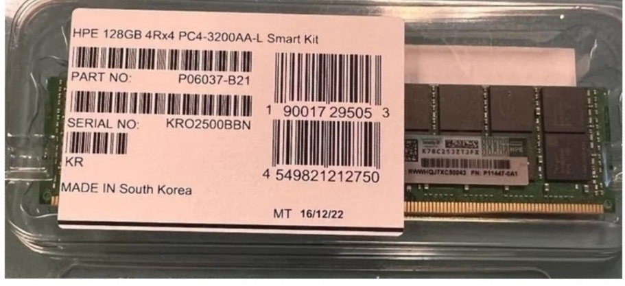 HPE P06037-B21 128GB PC4-25600 DDR4-3200MT/s 4Rx4 ECC Memory Ref