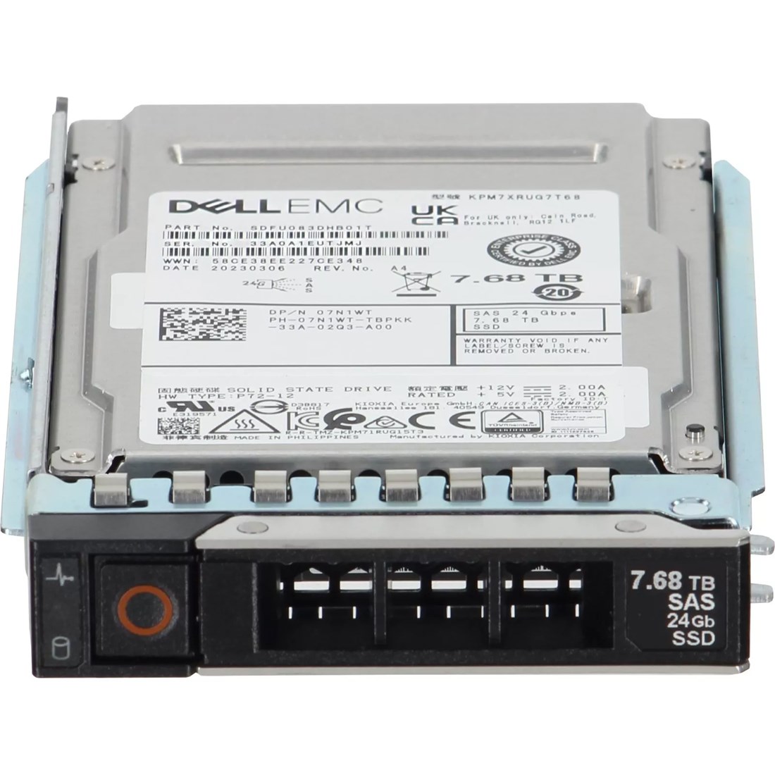 Dell 7N1WT 7.68TB SAS 24Gbps Read Intensive 1DWPD 2.5Inch Hot-Plug SSD