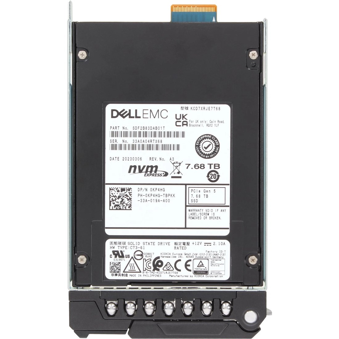 Dell KP4HG 7.68TB BICS Flash TLC PCIe 5.0 NVMe E3.S Read Intensive SSD