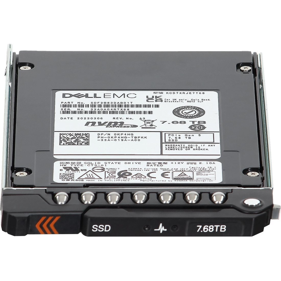 Dell KP4HG 7.68TB BICS Flash TLC PCIe 5.0 NVMe E3.S Read Intensive SSD