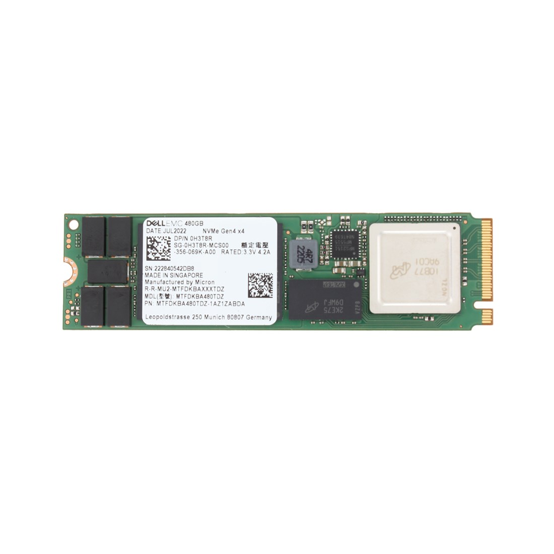 Dell 3H1F4 480GB PCIe Gen4 M.2 2280 NVMe SSD for BOSS-N1 Controller Card