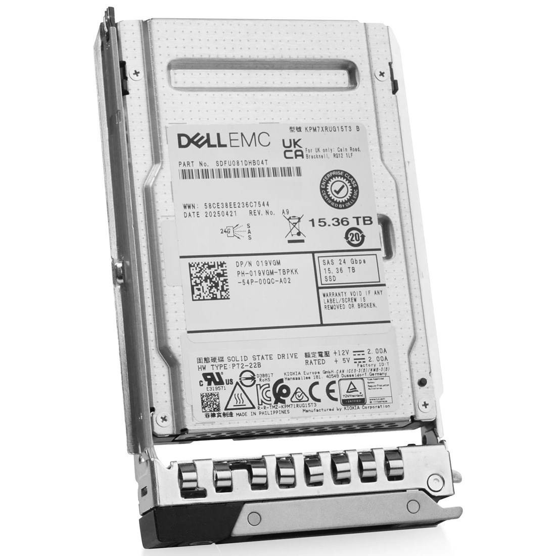 Dell 019VGM 15.36TB SAS 24Gbps Read-Intensive 1DWPD 2.5Inch Hot-Plug SSD